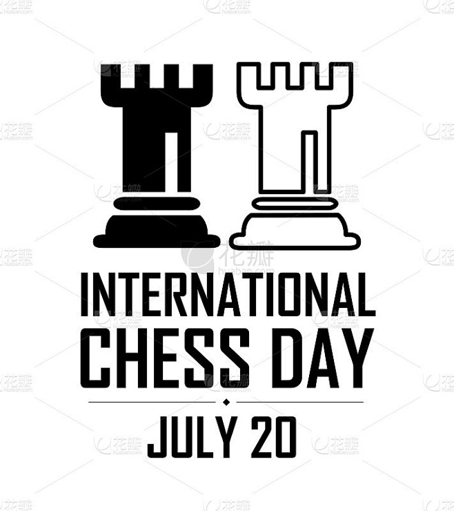 International Chess Day Vector Illustration on Whi