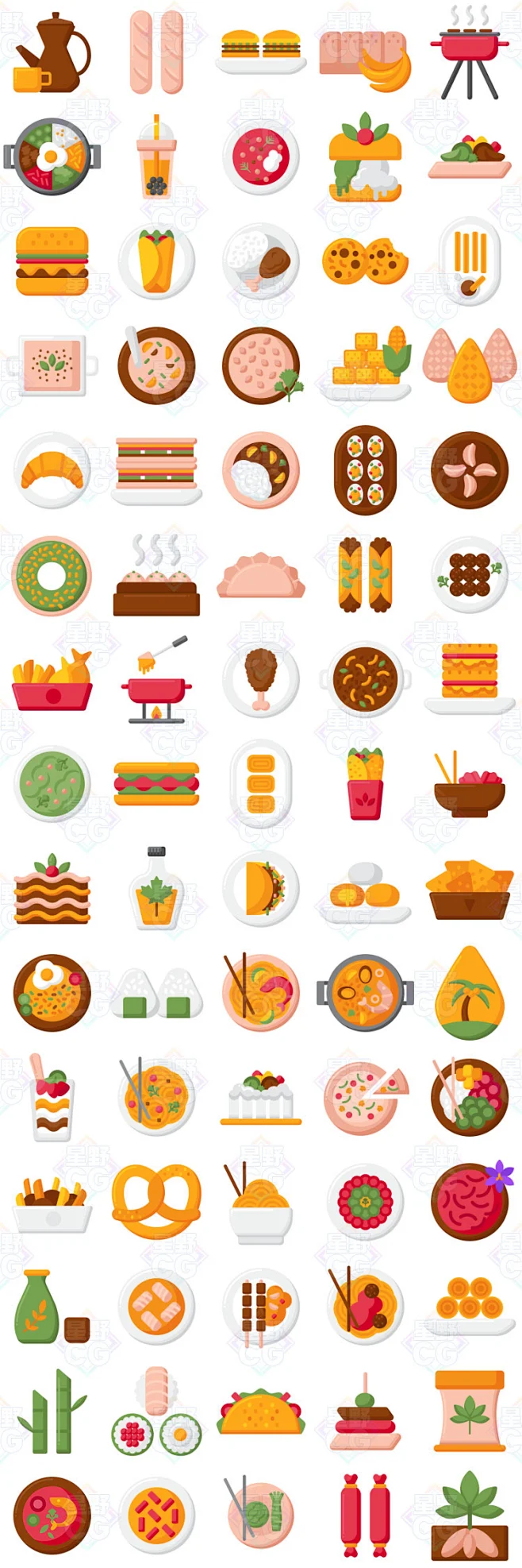 美食餐饮icon ai矢量食物插画图标 png免抠素材 网页ui设计模板-花瓣网