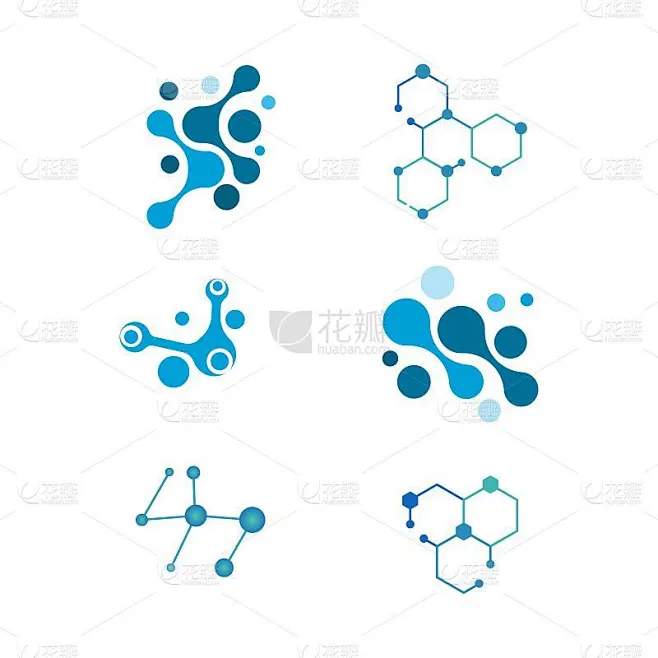 分子矢量插图设计素材-花瓣网