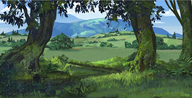 草原场景原画草地场景来自cgbook.cn (195)-花瓣网