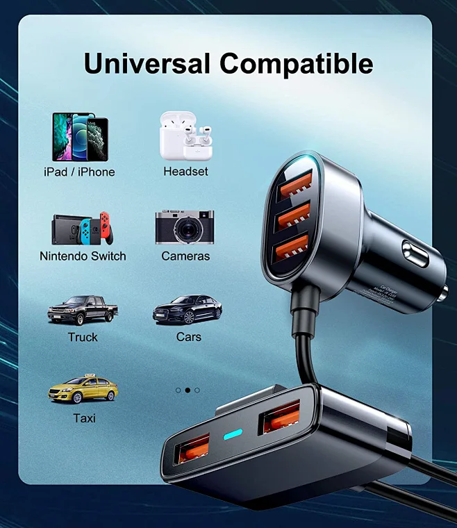 Amazon.com: 5 Multi Ports Car Charger, Car Charger Adapter, 31W High ...