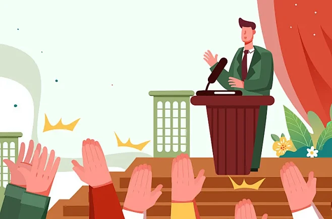 卡通手绘演讲主持插画图片下载