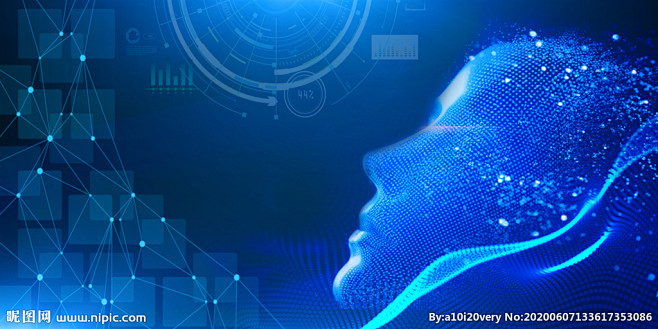 科技背景粒子光效虚拟人脸