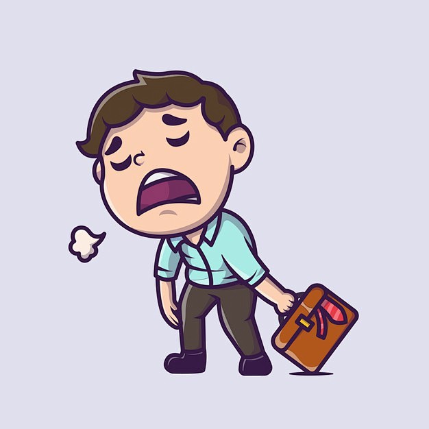 疲倦的上班族手绘卡通矢量插画矢量图素材