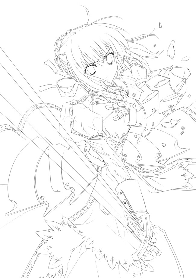 saber高清线稿 - 堆糖萌图_ACG图库_喵搜beta