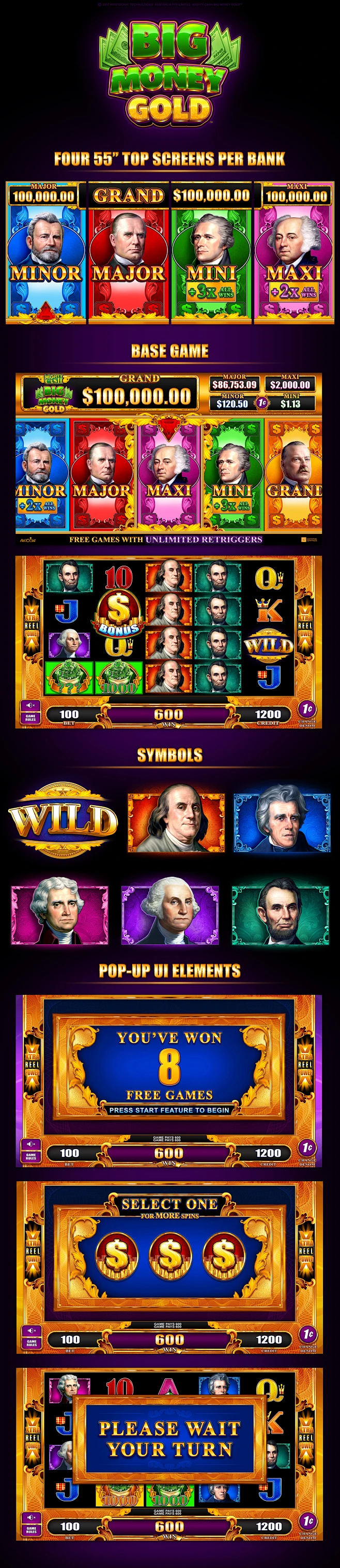 Big Money Slot : Game art and UI for a money themed slot design. -花瓣网