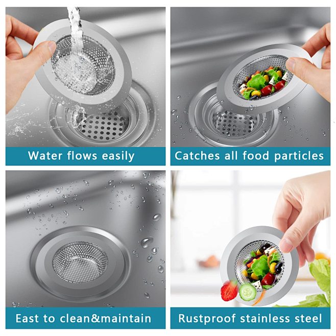 Amazon.com: Kitchen Sink Strainer, 2 Pack Stainless Steel Sink Drain ...