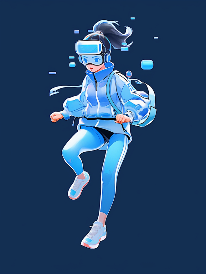 liepin_A_techy_illustration_image_of_a_25_year_old_girl_running ...