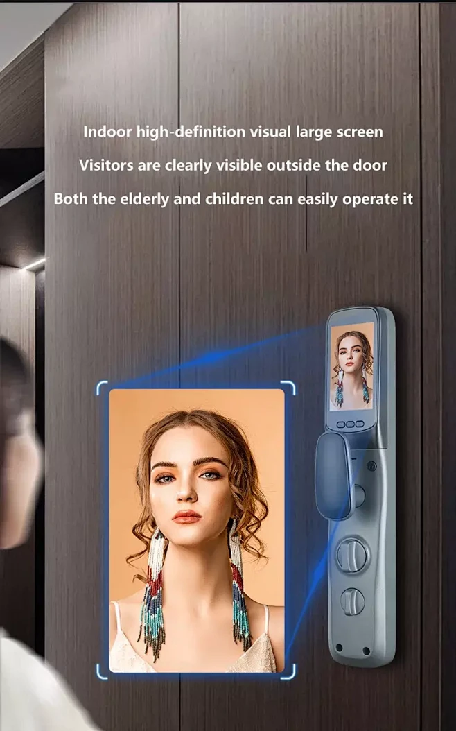 Remote Control Voice Intercom 3D Face Recognition Intelligent Door Lock ...