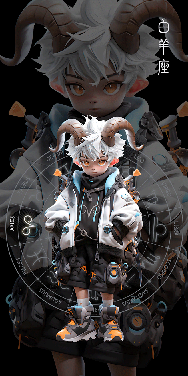 20230918十二星座-白羊座1 关键词：A boy character personified by Aries in the ...