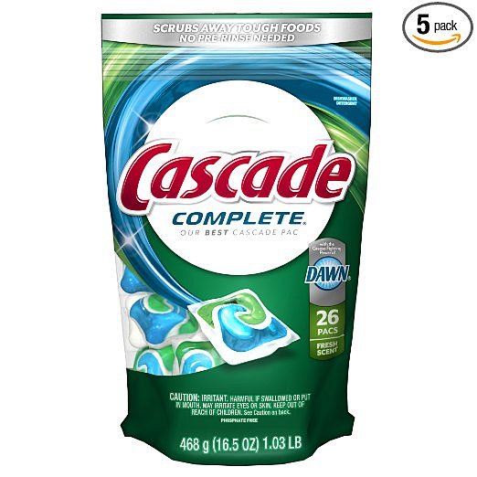 Cascade Complete All-in-1 ActionPacs Dishwasher Detergent, Fresh Scent ...