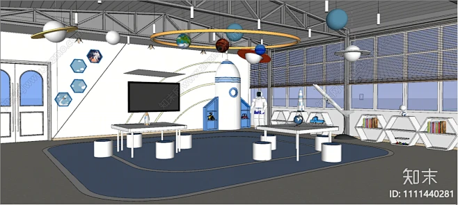 现代幼儿园内部科探室SU模型下载【ID:1111440281】-花瓣网