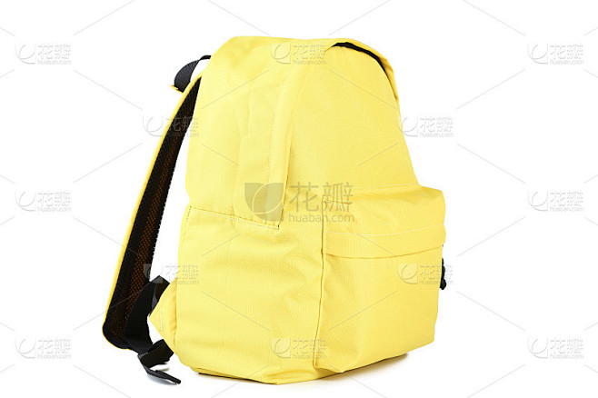 白色背景上的黄色书包