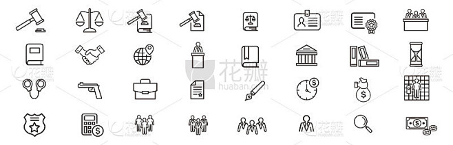 律师和司法图标设置向量