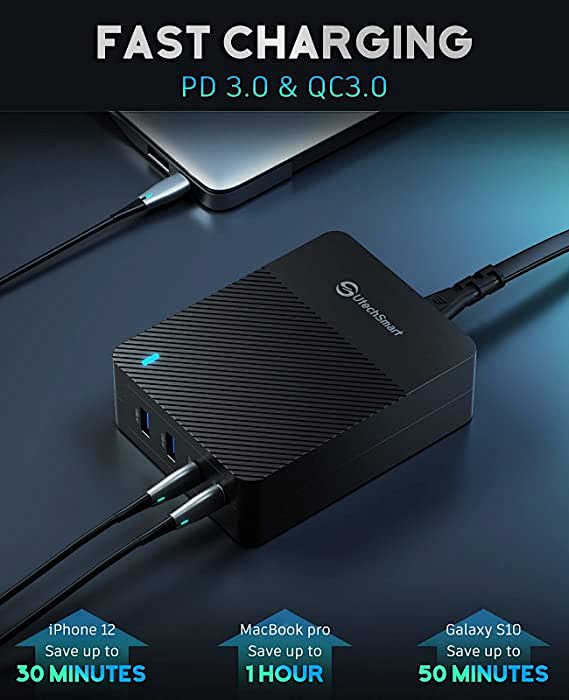 Amazon.com: USB C Charger, UtechSmart 100W 4-Port Desktop Type C ...