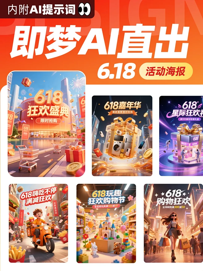 太厉害了，即梦AI3.0直出618海报！火速来看 - 小红书-花瓣网