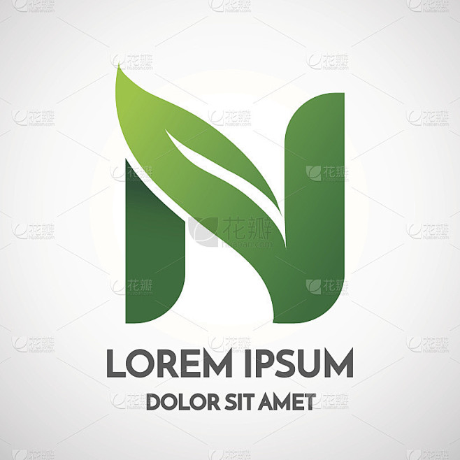 绿色环保字母N标志模板设计