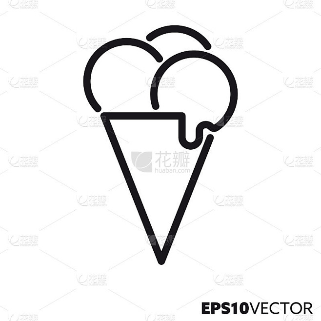 ice cream cone vector line icon