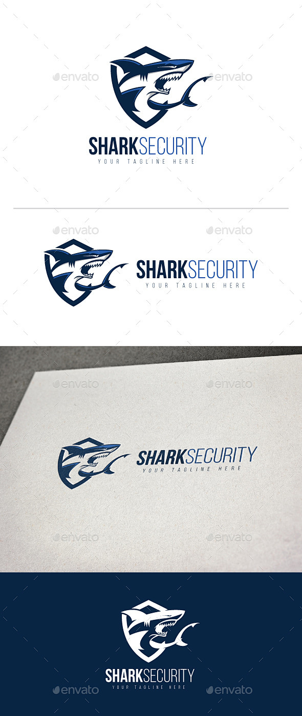 鲨鱼安全标志——动物标志模板Shark Security Logo - Animals Logo Templates动物、公司、凉爽、优雅 ...