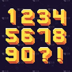 Pixel numbers. Retro 8 bit pixels number font vect素材-花瓣网