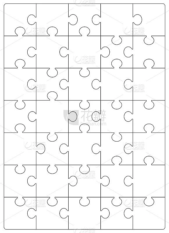 Puzzles grid template. Jigsaw puzzle 24 pieces素材-花瓣网