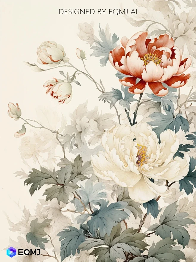 EQMJ AI绘制华美国风牡丹花国画丨AI古诗绘_4_EQMJ官方代言人_来自小红书网页版-花瓣网