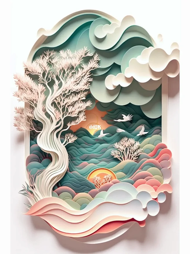 中式非遗山水剪纸｜只此青绿系列2-花瓣网