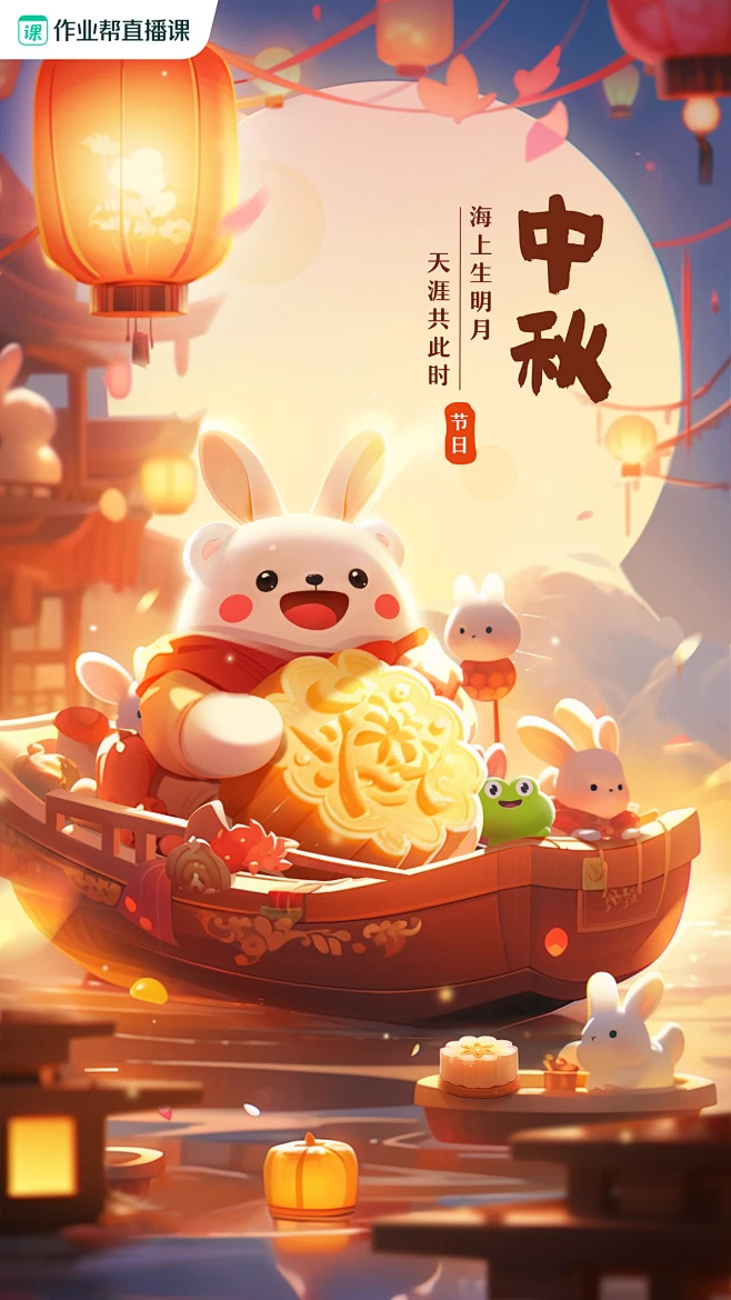 中秋节，海报，AI，节日节气-花瓣网