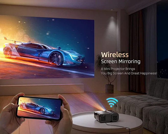 Amazon.com: Tkisko Mini Projector,7500L WiFi Portable Outdoor Projector ...