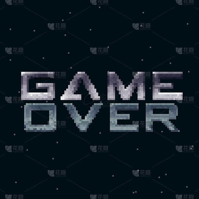 game over. Pixel art 8-bit game design. Pixel art