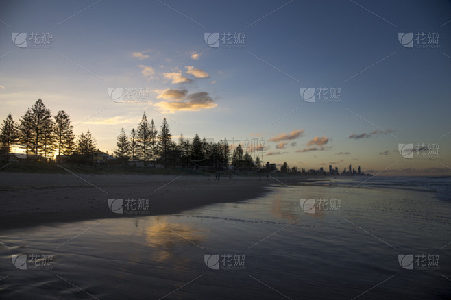 黄金海岸,城市,冲浪者天堂海滩,水,天空,美,水平画幅,沙子,夜晚,无人