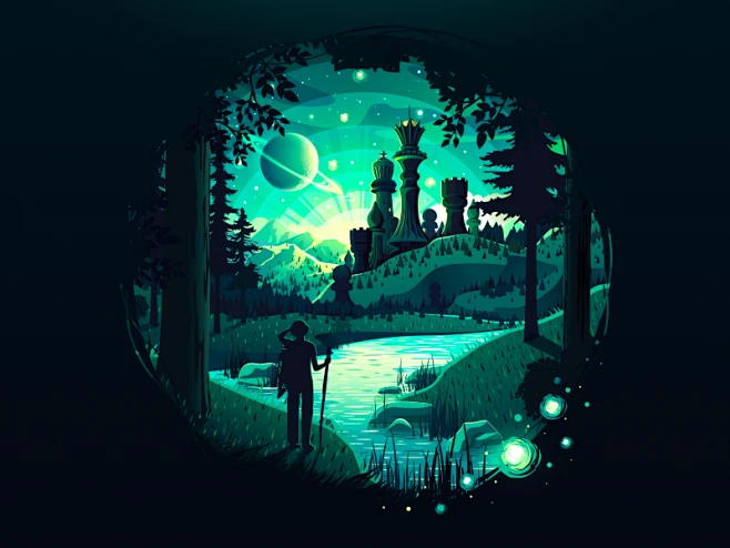 Chess City art chess circle city design forest illustration inspire ...