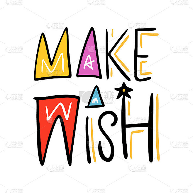 Make a wish. Hand drawn vector lettering. Scandina