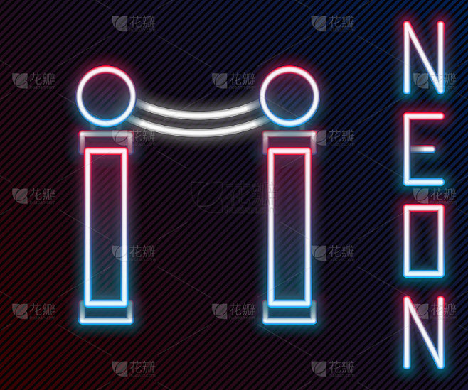 Glowing neon line Exhibition of paintings icon iso