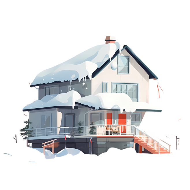 插画，房子，下雪，冬季，合成 c4d素材 家居素材 IP角色 c4d 树叶 三维场景 KV 电商美工群:129134938 表 c4d搭建 大促元素 电商立体场景 PNG 合成素材