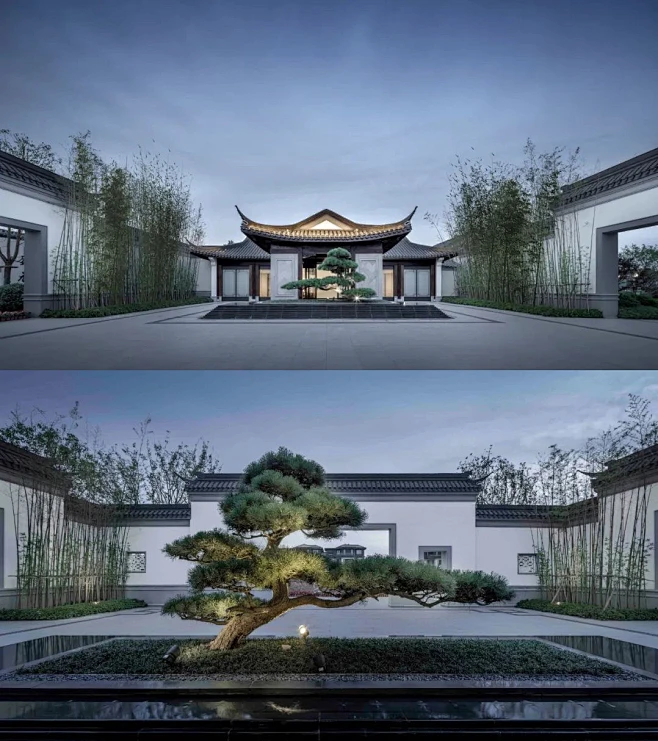 奥园楚江书院 · 桃源里 入户处设置书院大门结合一组抱鼓石，营造登门望府的待客礼序，增强入口空间的仪式感，低调沉稳的坊门，既有大户人家的威严 ...