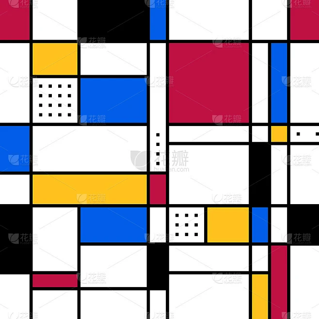 蒙德里安风格中的抽象几何图案素材-花瓣网