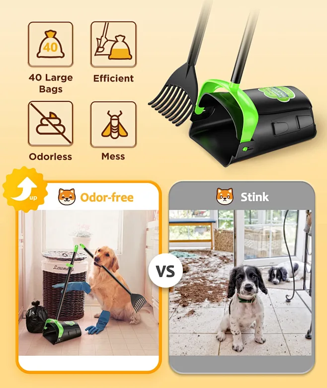 Amazon.com : PETNOZ LIFE Large Swivel Bin & Rake Pooper Scooper with 40 ...