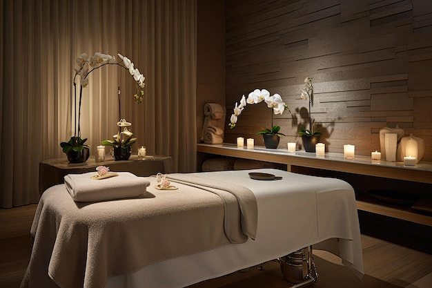 Photo exquisite arrangement of a spa session taking place on a ...