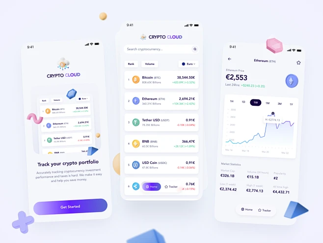 Crypto Tracker — Mobile App-花瓣网