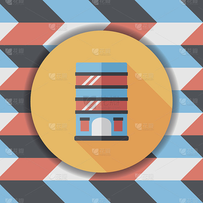 建筑公寓单位图标与长影子，eps10