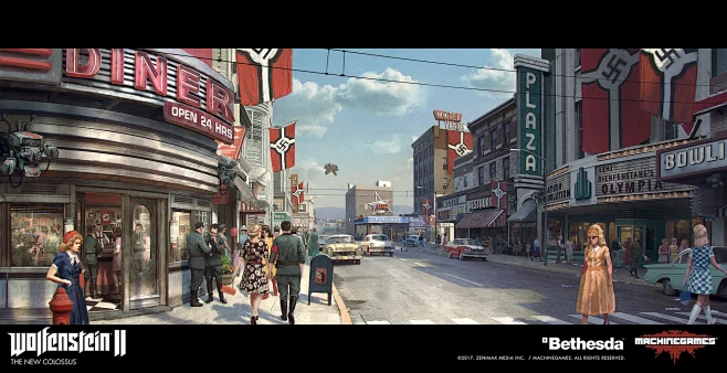 Roswell Streets, Dennis Chan : Concept art for Wolfenstein 2: the New ...