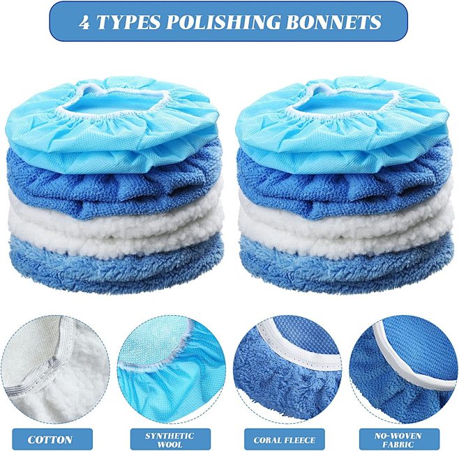 Amazon.com: 30 Pcs Orbital Buffer Bonnets 5-6 Inch Waxers Bonnet Set ...