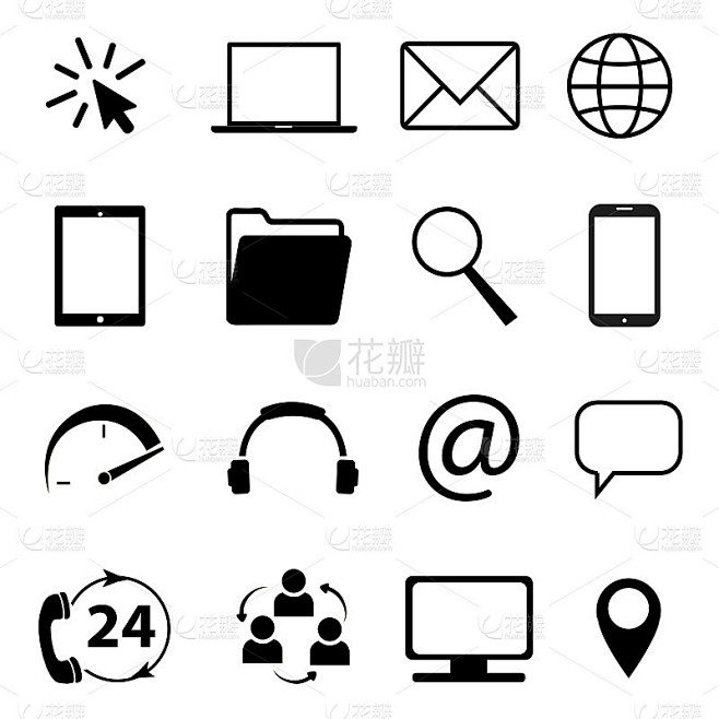 Collection of communication symbols. Contact, e-ma