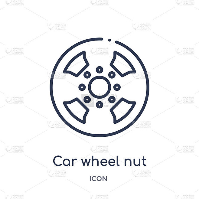 Linear car wheel nut icon from Car parts outline c