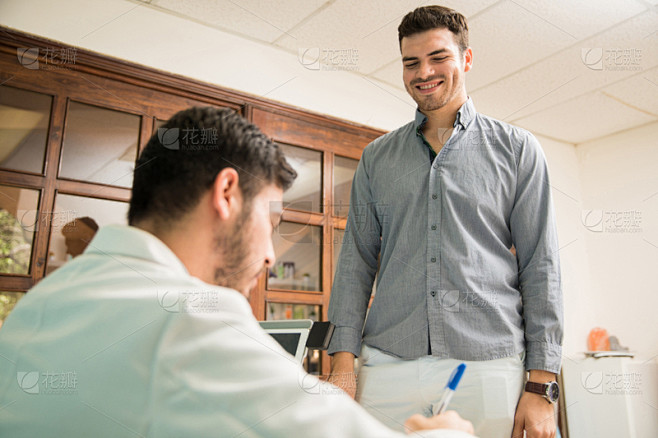 Man making an appointment in a spa