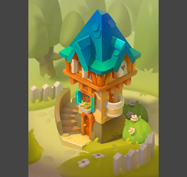 2D buildings casual Isometric-花瓣网