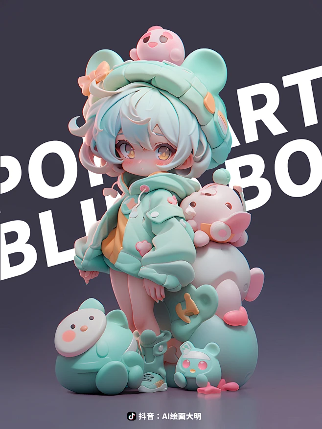泡泡玛特 潮玩 潮流 图标 游戏UI 插画 AI midjourney ai绘图 平面设计 插图 广告设计 原创 3D C4D blander 动漫 海报 动漫-花瓣网