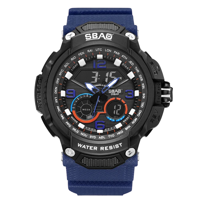 SBAO双宝电子手表 新款男士运动高中学生电子表栓双显闹钟30M防水-花瓣网