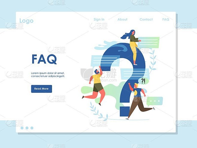 FAQ矢量网站登陆页面设计模板